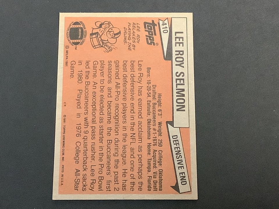 Lee Roy Selmon 1981 Topps #410 Ex/Nrmt Condition | eBay