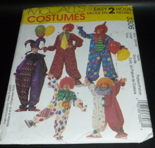 Circus Clown Jumpsuit Hat Collar Tie Costume Sewing Pattern 38-40 ...