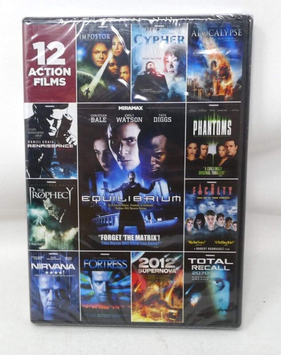 12 Action Films (DVD, 2012, 2-Disc Set) New Sealed. Christian Bale ...