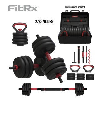 FitRx Smart Bell Gym, 60lb. 4-in-1 Adjustable Interchangeable Weight ...