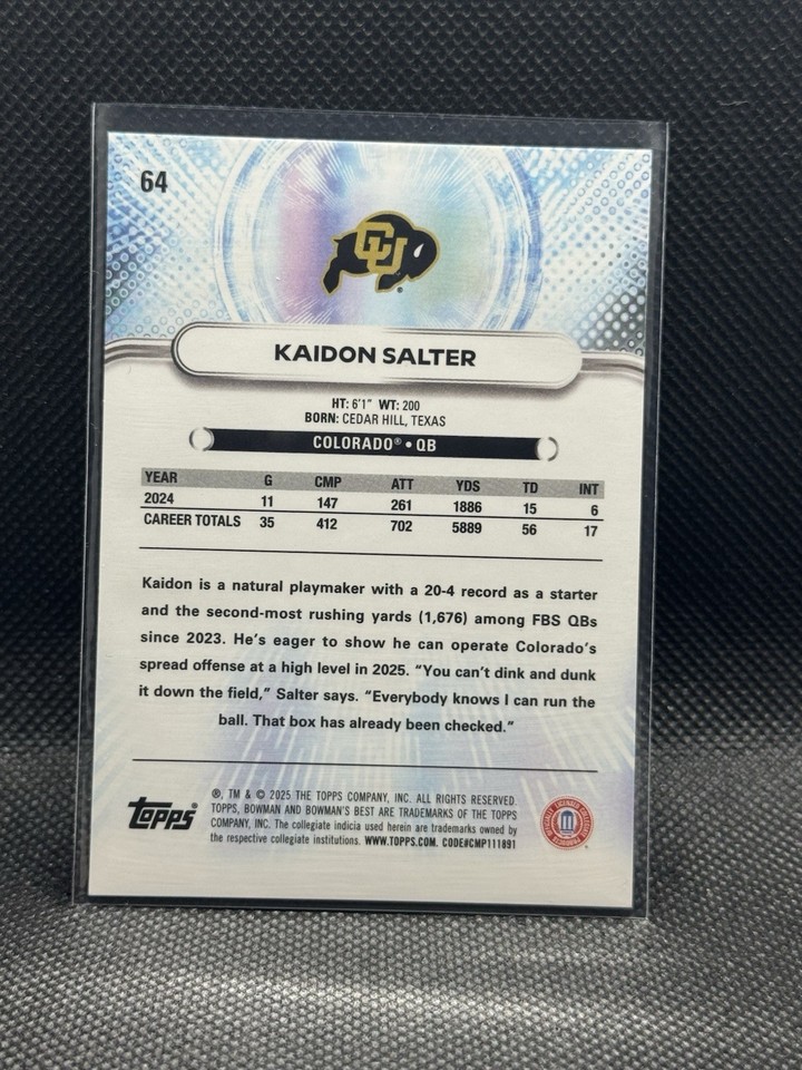 2025 Bowman Best U Kaidon Salter #64 Gold /50 | eBay