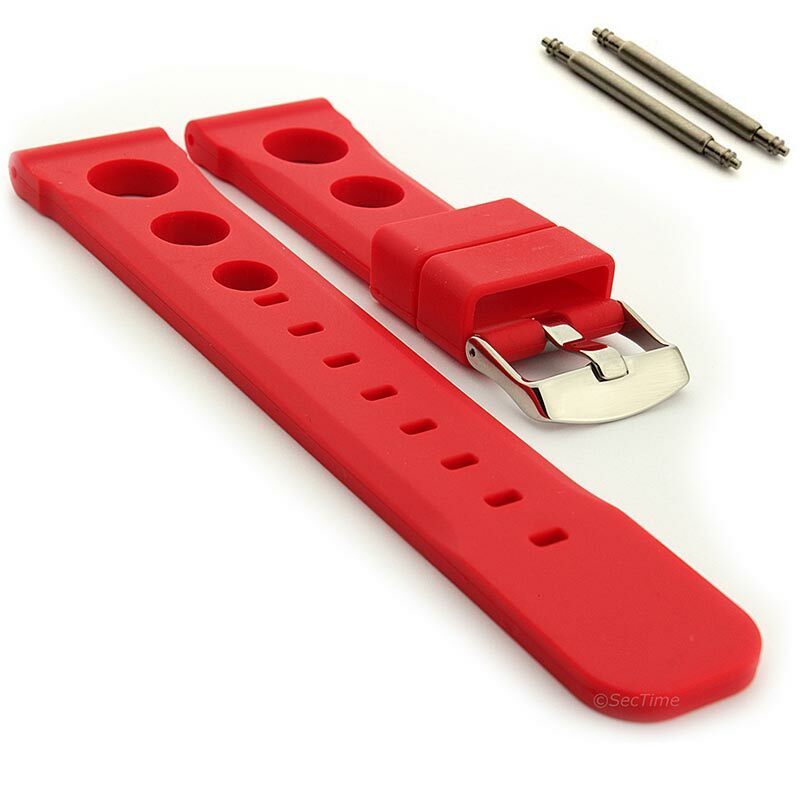 Perforated Silicone Rubber Watch Strap Band, Waterproof Resin 18 20 22 ...