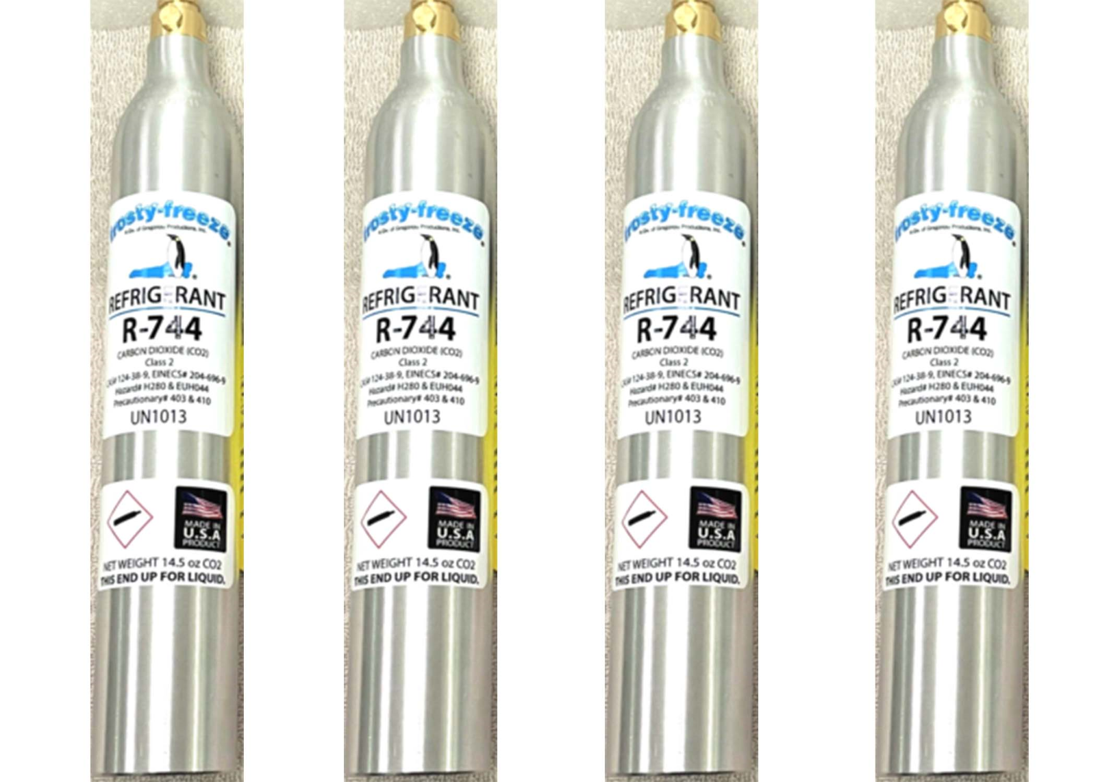 R744 Refrigerant, Carbon Dioxide, CO2, UN1013, Class 2, (4) 14.5 oz. Hi ...