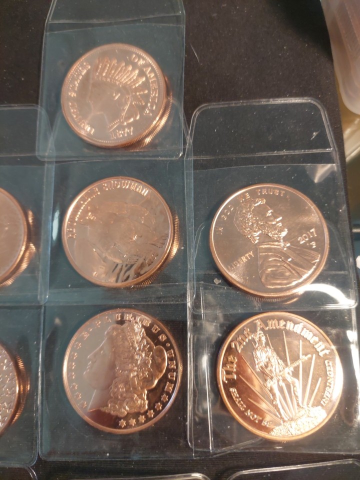 Lot Of 10 1 Oz Copper Rounds. All Different Designs One Colorized | eBay