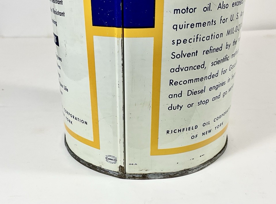 Vintage Richfield RICHLUBE Super HD Motor Oil Can,Atlantic Tin Sign | eBay