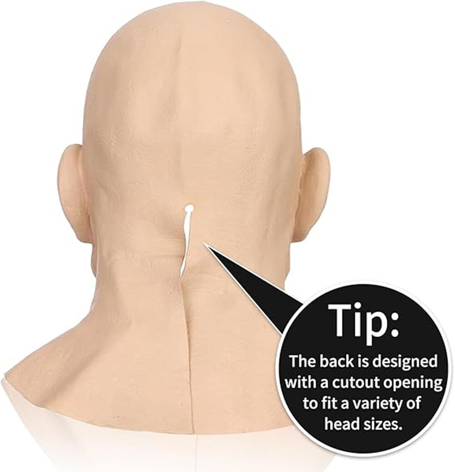 Halloween Realistic Face Bald Old Man Latex Wrinkle Face Mask Full Head ...