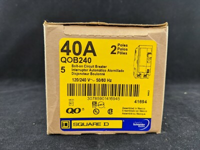 Square D QOB240 40 AMP 2 POLE Miniature Circuit Breaker Bolt On BOX OF ...