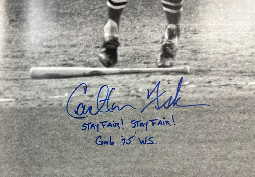 Carlton Fisk Autographed 50x60 1975 World Series Game 6 Photo W/ Stay ...