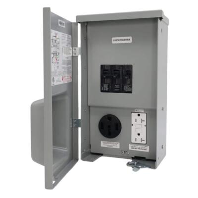 60 Amp RV Panel Outlet With 50 Amp Receptacle, Breakers And GFCI Duplex ...