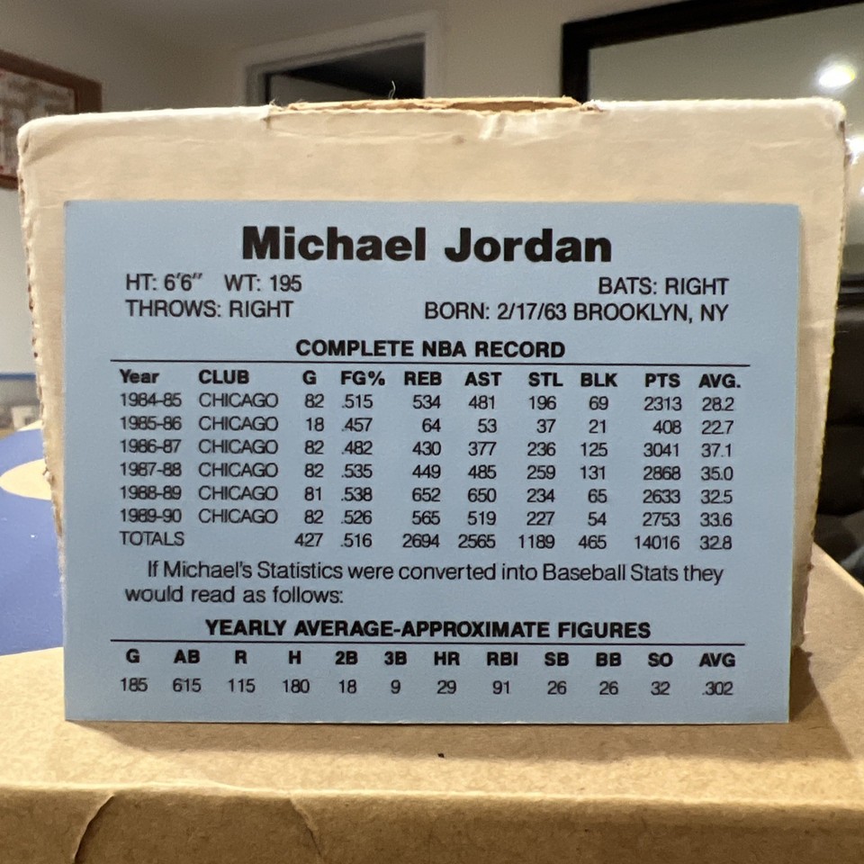1990 Michael Jordan Chicago White Sox Promo Baseball Card Chicago Bulls ...