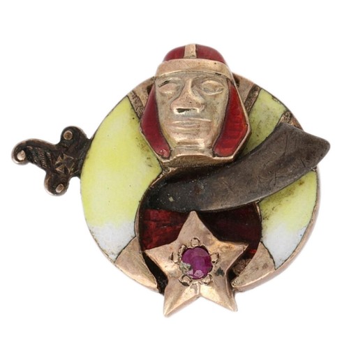Shriners Masonic Lapel Pin - 10k Gold Synthetic Ruby Enamel Sword ...