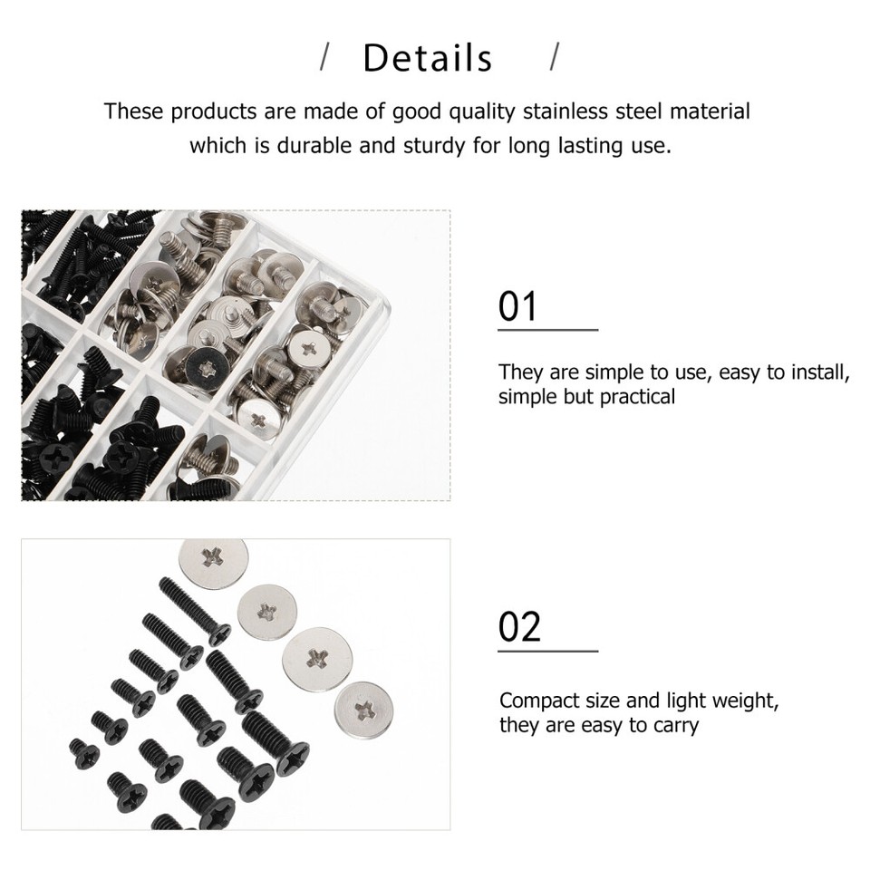 360 Pcs DIY Hardware Reusable Screws Flat Head Type Sturdy Small | eBay UK