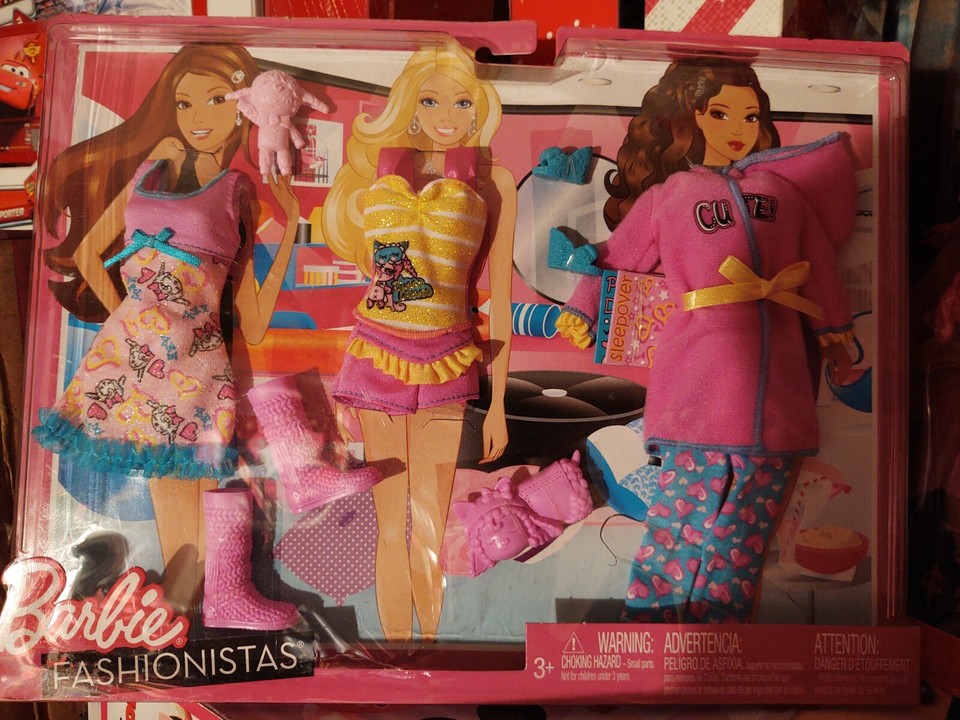 2011 Barbie Fashionistas 3 Pack Sleepover Pajama Fashion Set NRFP ...