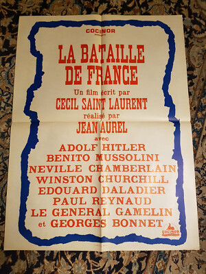 Affiche Annonce 1964 LA BATAILLE DE FRANCE Jean AUREL Hitler Mussolini ...