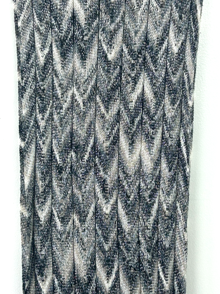 V Fraas Metallic Rayon Infinity Scarf Black Mini Chevron Old Money ...