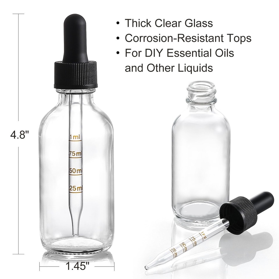 2 Oz Glass Dropper Bottles