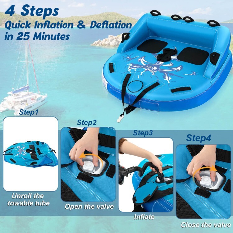 2 Person Water Sport Inflatable Rider Lake Raft Towable Tubes For ...