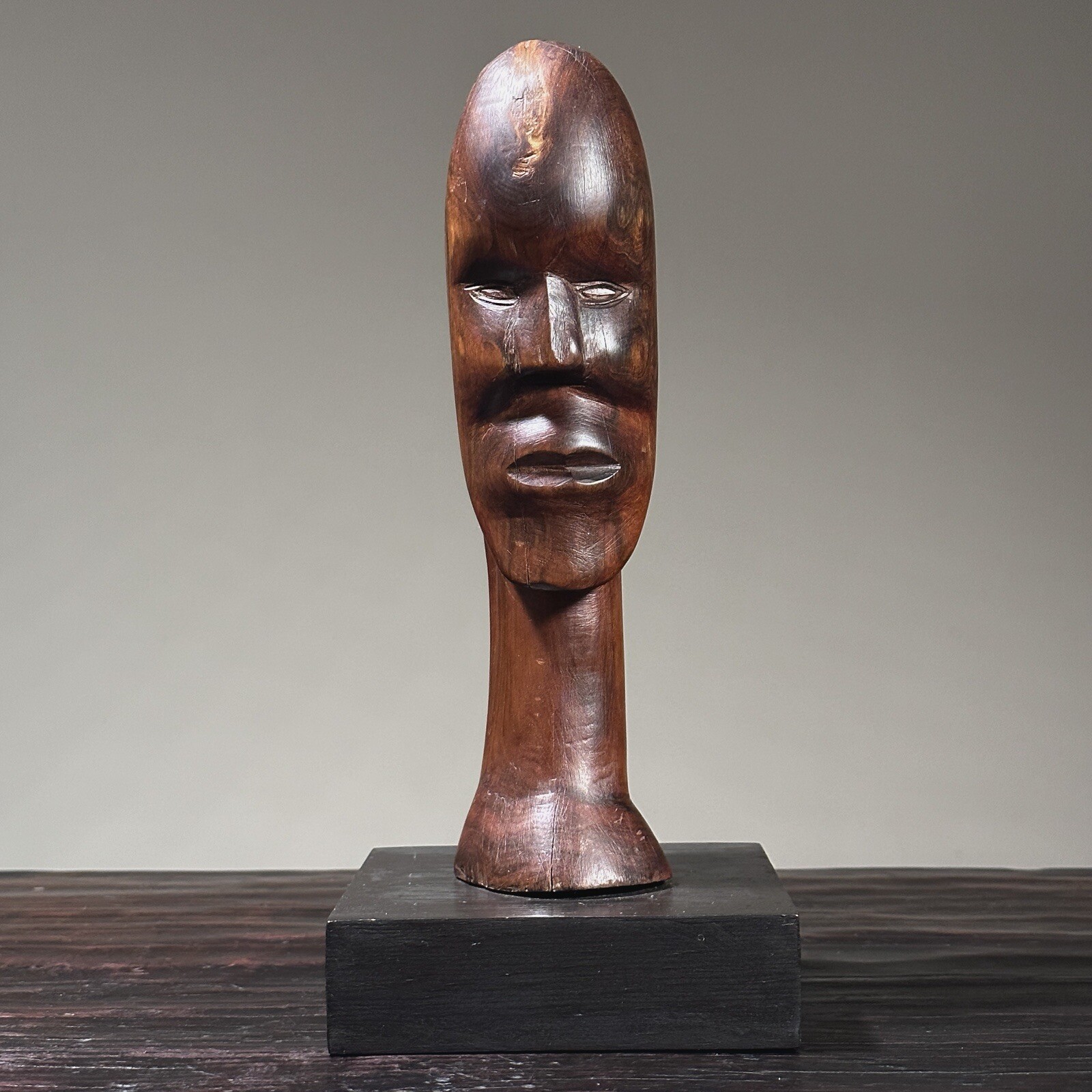 Vintage Hand Carved African Folk Art Mahogany Portrait Sculpture ...