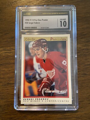 1990-91 O-Pee-Chee Premier Sergei Fedorov Rookie Card #30 CSG 10 Red ...