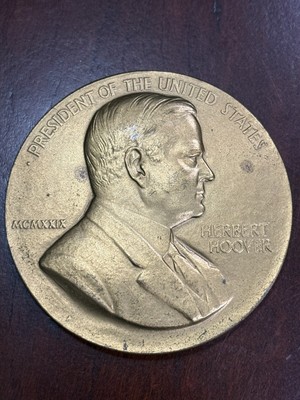 BRONZE US PRESIDENT HERBERT HOOVER MARCH 4 1929 INAUGURATION MEDAL, 3 ...