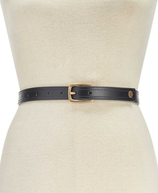 Calvin Klein Womens Stitched Edge Belt Black XL for sale online | eBay