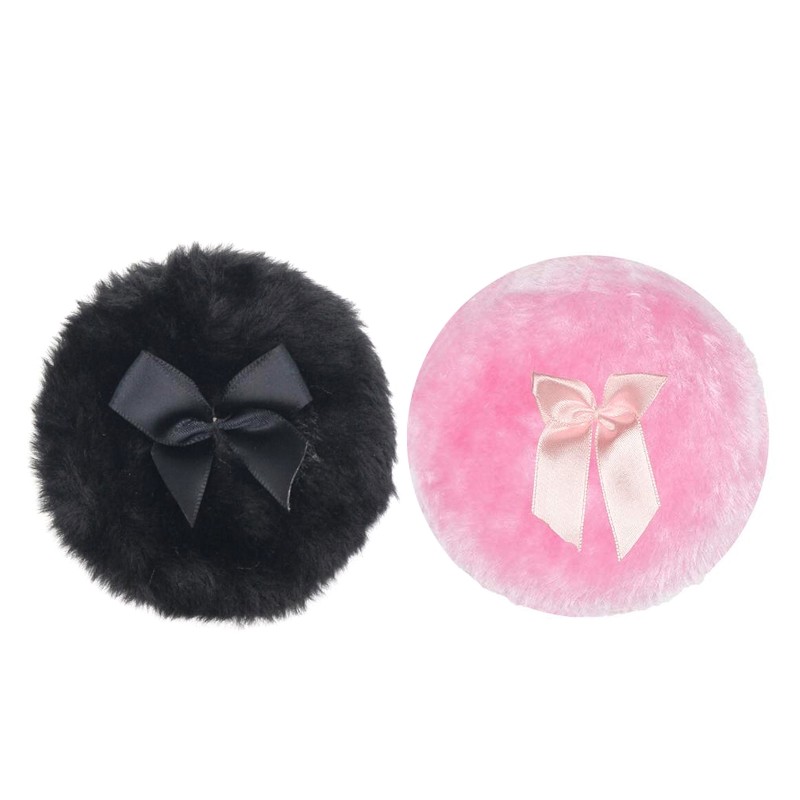 Round Powder-Puff Large 3.3 Inch Velour Body Makeup Puff with Ribbon ...