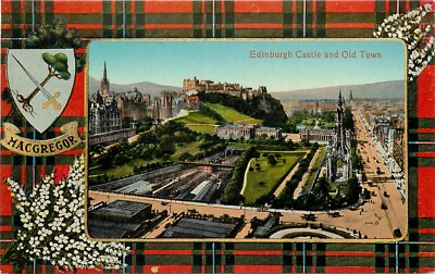Vintage Postcard MacGregor Tartan Edinburgh Castle Old Town Scotland ...