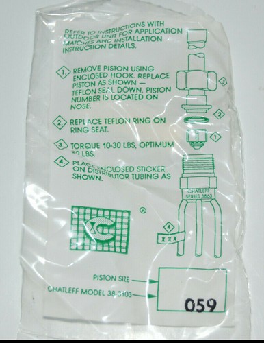 Armstrong Lennox Danfoss HVAC Piston Orifice Kit .059 Orfice Chatleff ...