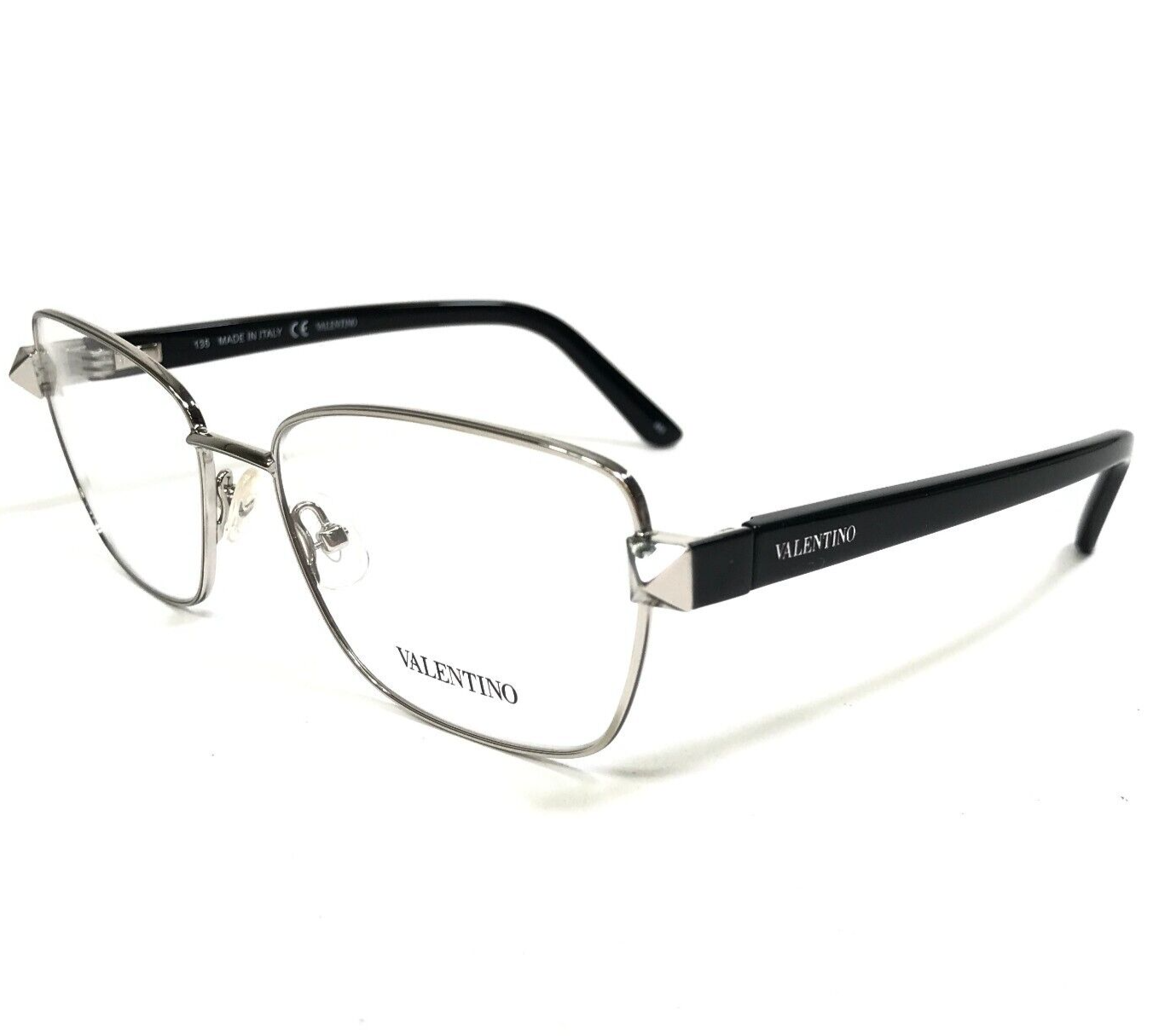 Valentino Eyeglasses Frames V2124 045 Black Silver Square Full Rim 53 ...