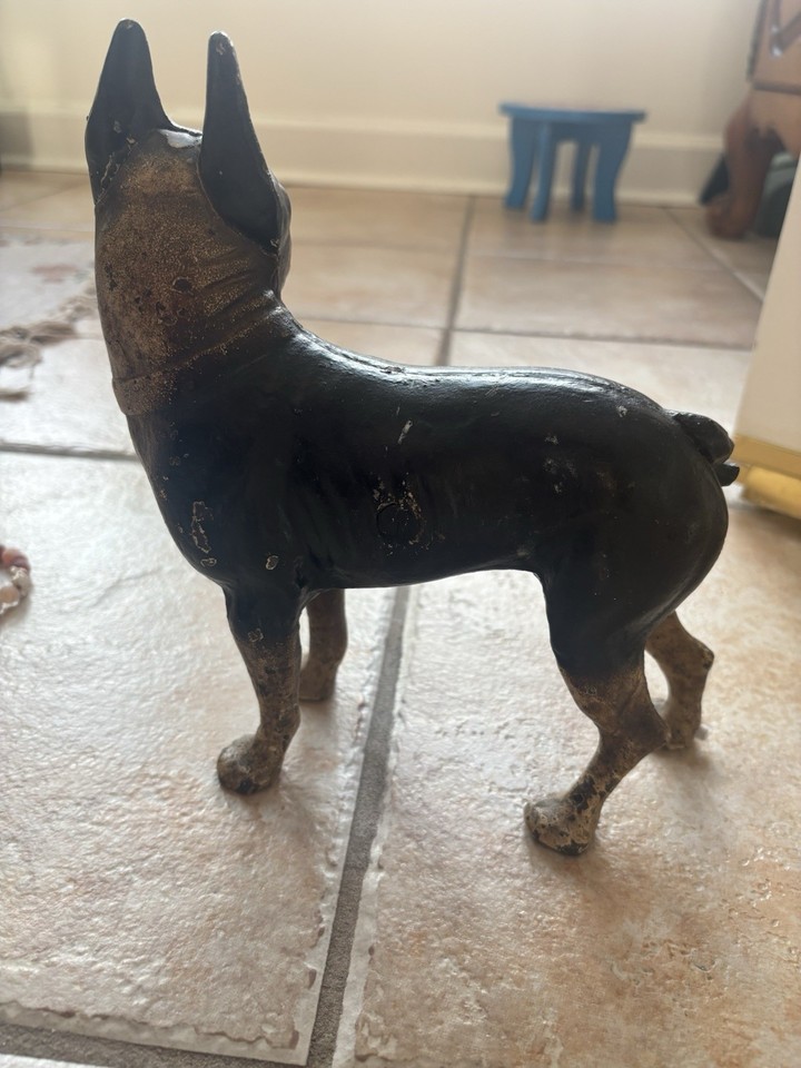 Antique Cast Iron Boston Terrier Dog Door Stop Hubley Style | eBay