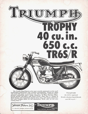 Triumph Trophy TR6SR 650cc 40 Cubic Inches Road Sports Vintage Magazine ...