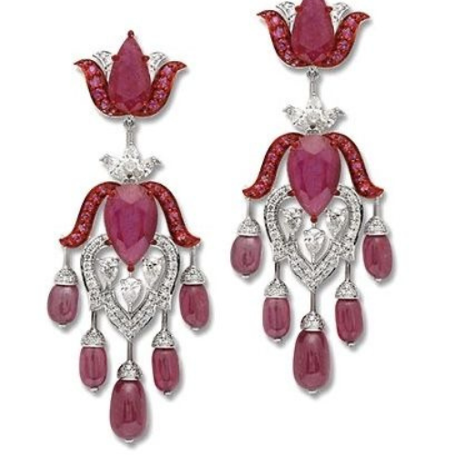 Pear Lab Burmese Ruby Dangle Earrings 925 Fine Silver Party Wear Luxe Joaillerie | eBay