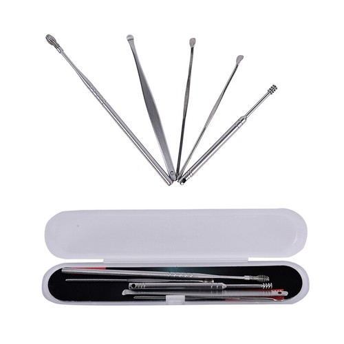 5pcs Stainless Steel Ear Pick Wax Curette Remover Cleaner Care EarPick ...