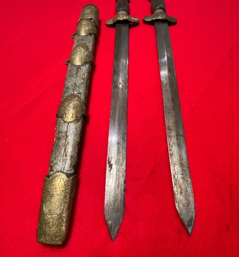 EARLY RARE PRE WW2 CHINESE DOUBLE BUTTERFLY SWORD w SCABBARD | eBay