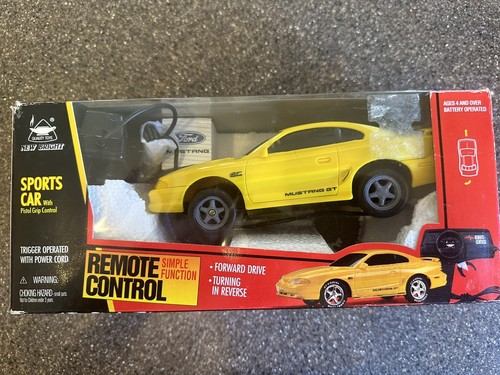 New Bright Mustang GT Corded RC Remote Control Car Yellow Vintage New ...