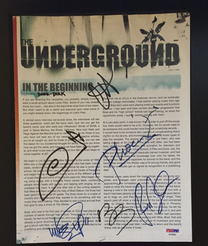 Linkin Park Signed #1 LP Underground Autographed Chester Bennington PSA ...