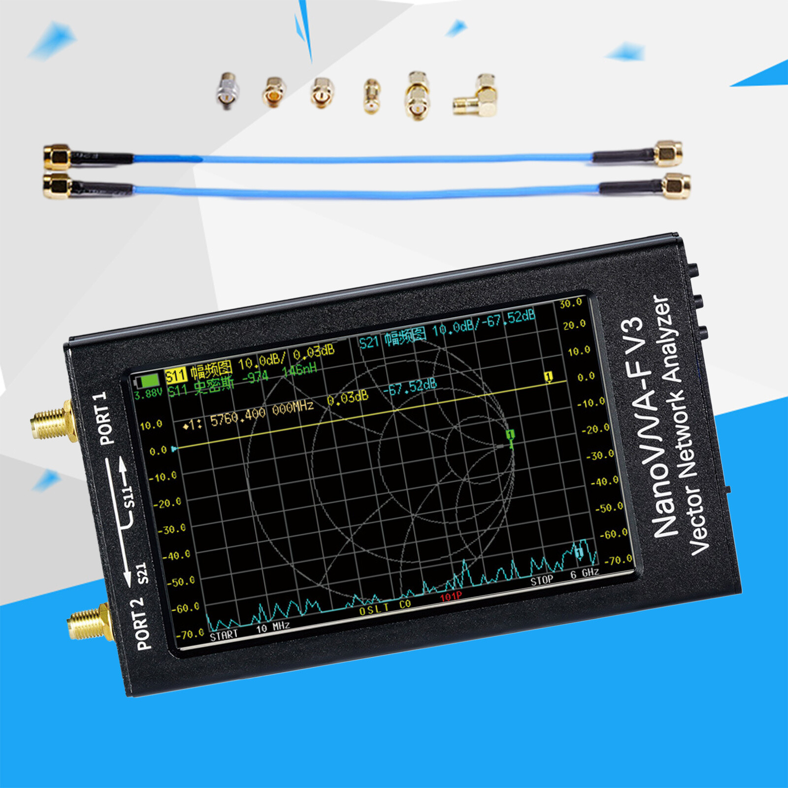 VNA-F V3 1MHz-6GHz Vector Network Analyzer VNA Kit For MF/HF/VHF/UHF ...