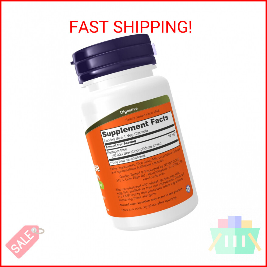NOW Supplements, Serrapeptase 60,000 Units of Activity, Promotes ...