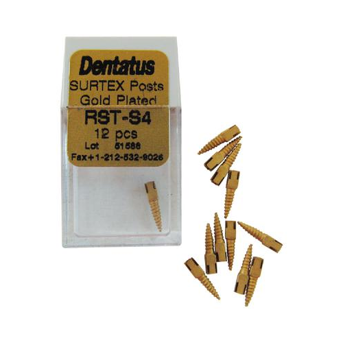 Dentatus RST-S4 Surtex Classic Gold Plated Posts Small 4 S4 1.50 mm 12 ...