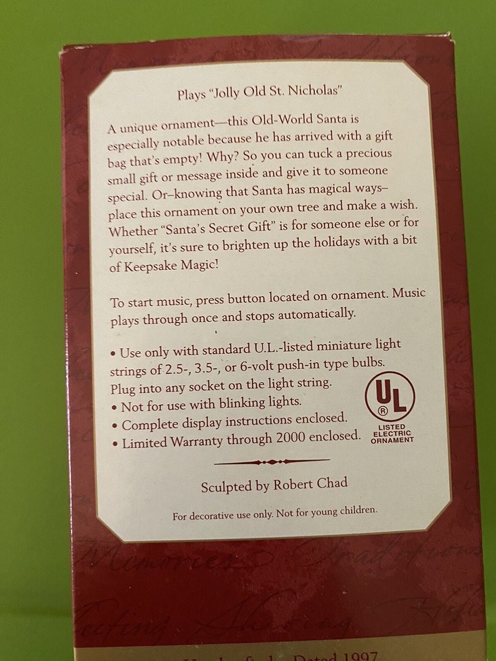 1997 Hallmark "SANTAS SECRET GIFT" Magic Ornament ~ in Box | eBay