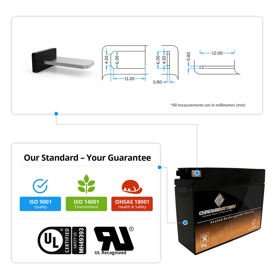 YT4B-BS High Performance AGM Motorcycle Battery for 2006-2017 Yamaha ...