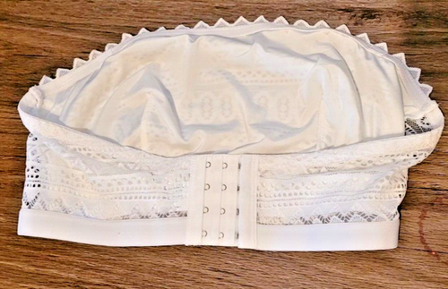 XL White Lace Strapless Bra wedding prom summer back fastener front ...