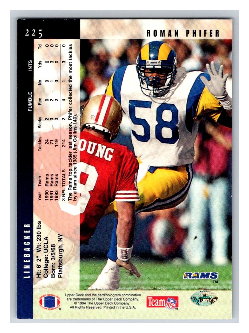 1994 Upper Deck #225 Roman Phifer Rams | eBay