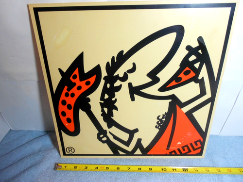 VINTAGE ORIGINAL LITTLE CAESARS PIZZA 14 x 14 in PLASTIC ADVERTISING ...
