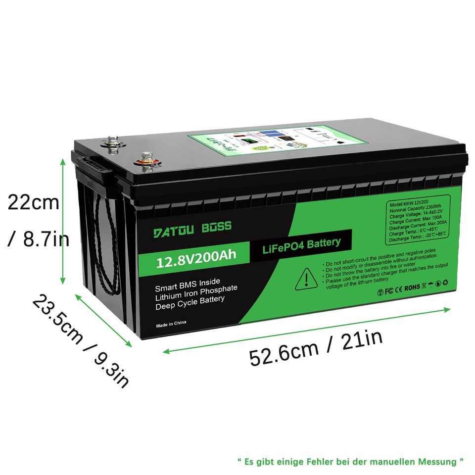 12V 200Ah LiFePO4 Lithium Battery 15000+ Deep Cycles Solar 10-Year ...