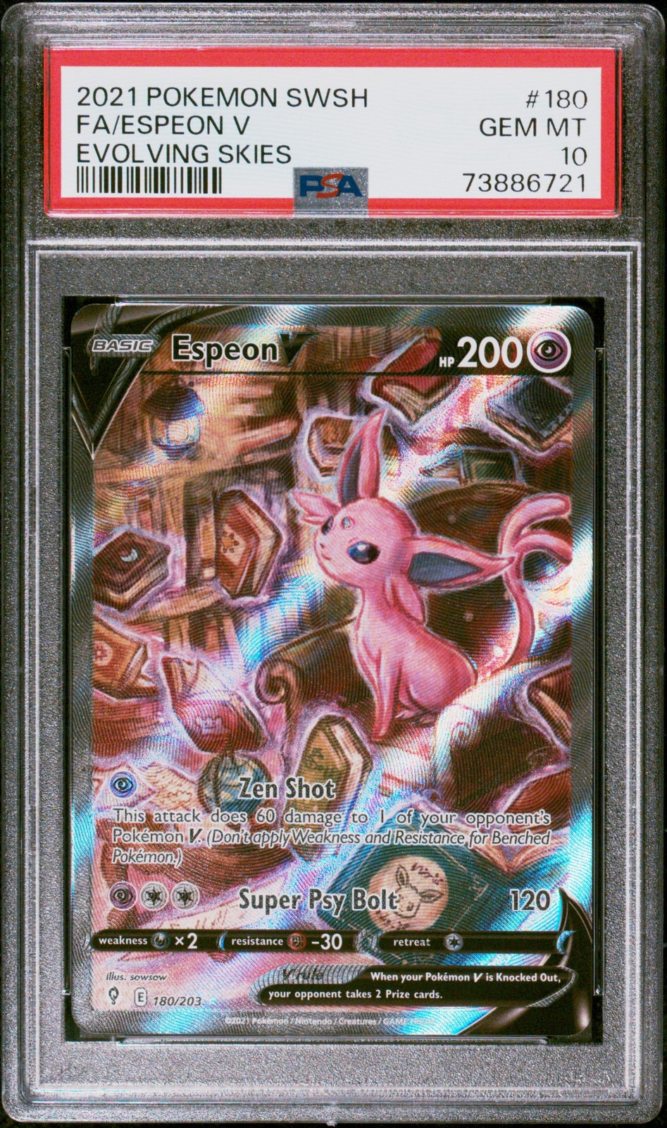 Espeon V 2021 Sword & Shield: Evolving Skies #180/203 Holo (Alternate ...