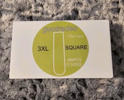 NEW 3XL Tapered Square Full Cover Nail Tips 360Pcs Clear | eBay
