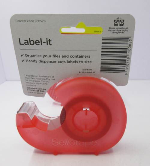 2 Sellotape LABEL Tape 18mmx15M Roll Dispenser Easy Cheap Labelling ...