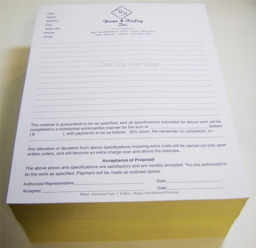 Custom Printed 3-Part Carbonless Business Forms 500 Sets 8.5 x 11 black ...