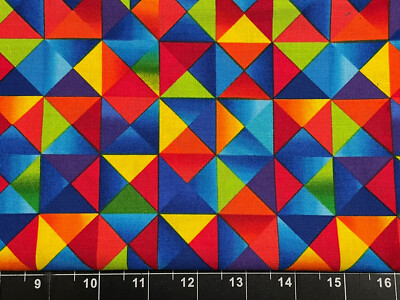 Tina Scrap 9"x21" Abstract Geometric Colorful Rainbow Triangles Cotton ...